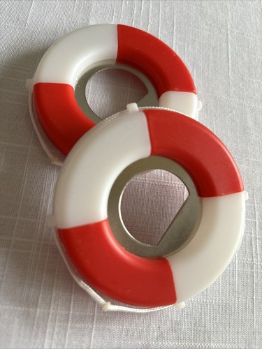 Red White Life Preserver Ring Bottle Opener Boat Bar Camp Set 2 | eBay