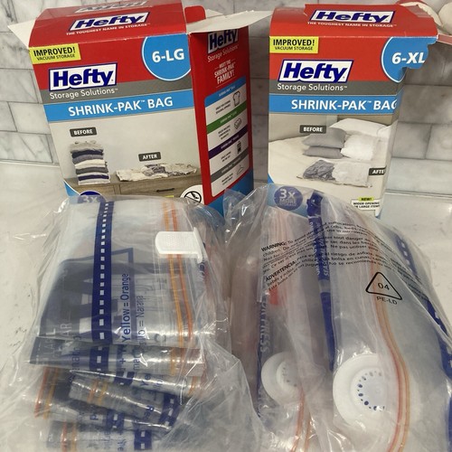 Hefty Shrink-Pak Bags 6 LARGE + 3 XL - 9 Total Open Damaged Boxes | eBay