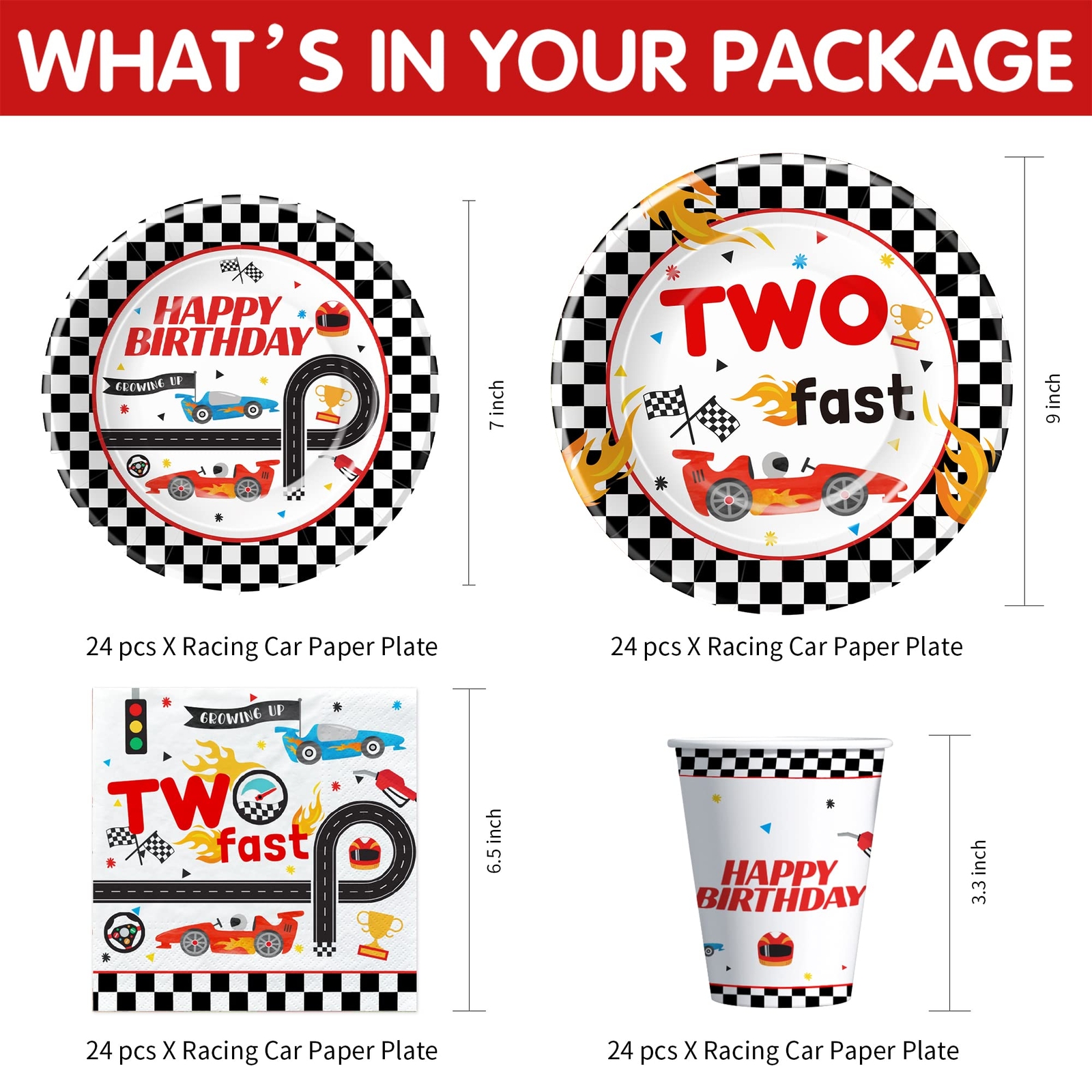 Two Fast Birthday Decorations Tableware - Race Car 2nd Birthday Party ...