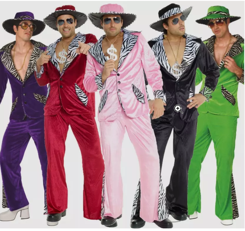 Mens Purple Pimp Daddy Costume + Hat 1970s Big Daddy Velvet Suit ...