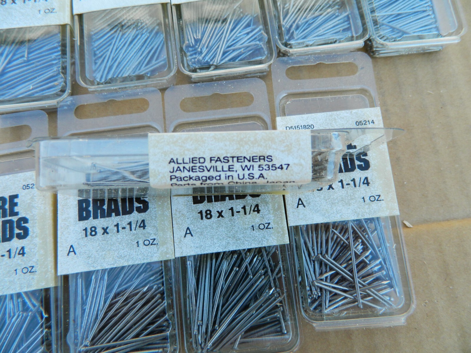 1 Box Of Allied Fasteners 18 x 1-1/4 Wire Brads 10-1 Oz Packs In Box ...