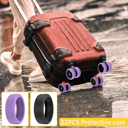 32Pcs Luggage Suitcase Wheel Cover Waterproof Silicone Luggage Caster ...