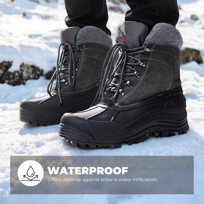 Mens Snow Boots Insulated Waterproof Rugged Winter Outdoor Winter Warm ...