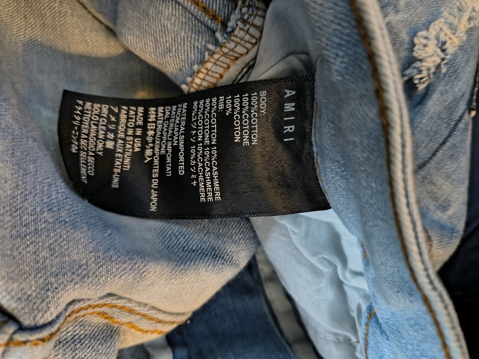 AMIRI Light Blue Distressed Star Logo Cotton Denim Men's Jeans | eBay