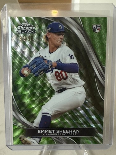 Emmet Sheehan Rookie 2024 Topps Chrome Black Green Wave Refractor RC ...
