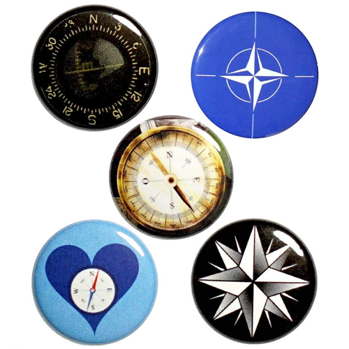 Compass Buttons Pins for Backpacks or Jackets 5 Pack Set RVer Gifts 1 ...