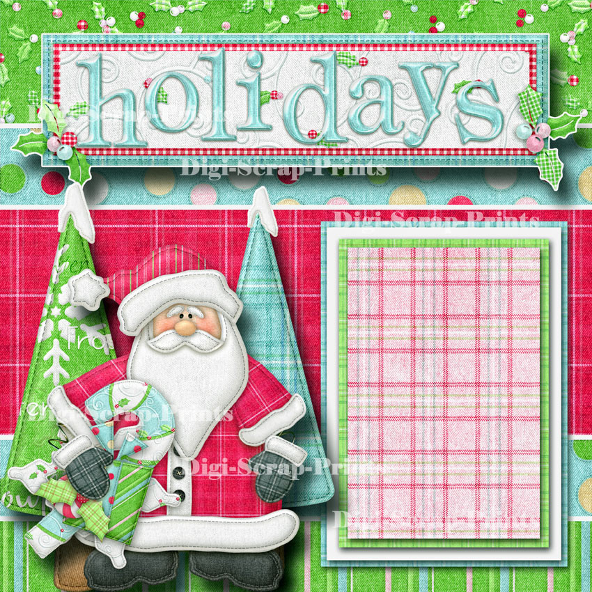CHRISTMAS HOLIDAY 2 premade scrapbook pages paper piecing layout ...