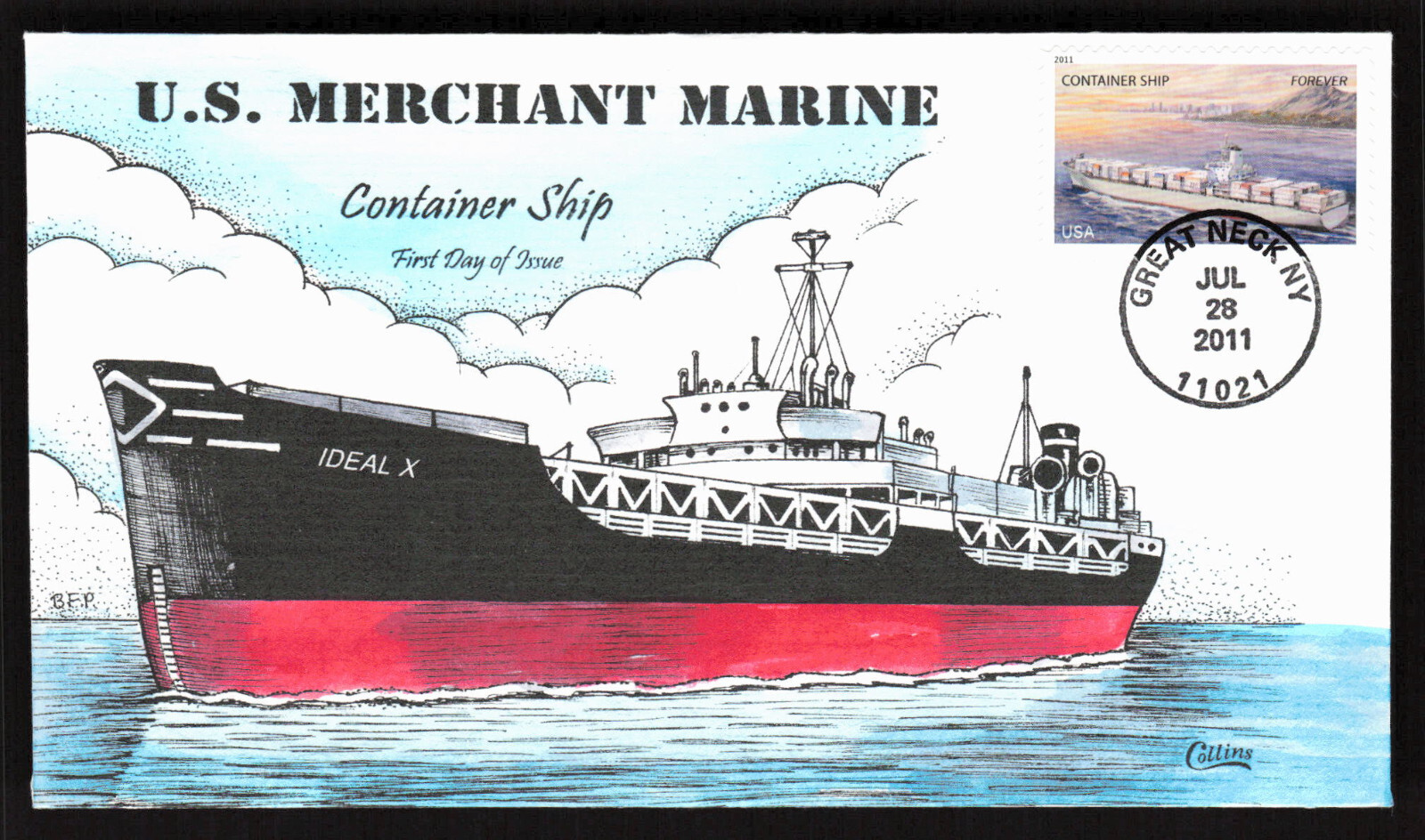 AUXILIARY STEAMSHIP US MERCHANT MARINE FDC COLLINS HAND COLORED US ...