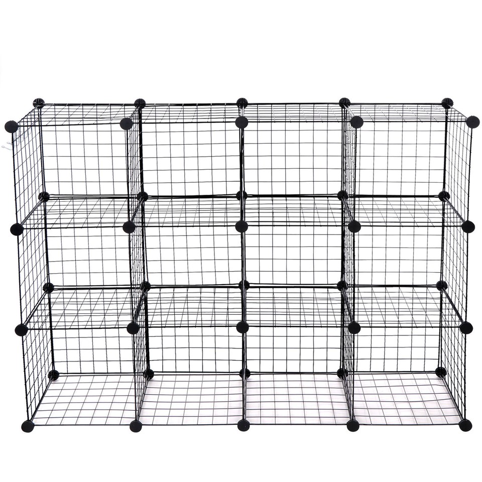 12-Cube Wire Cube Storage Organizer Shelving Wire Shelves Rack Modular ...