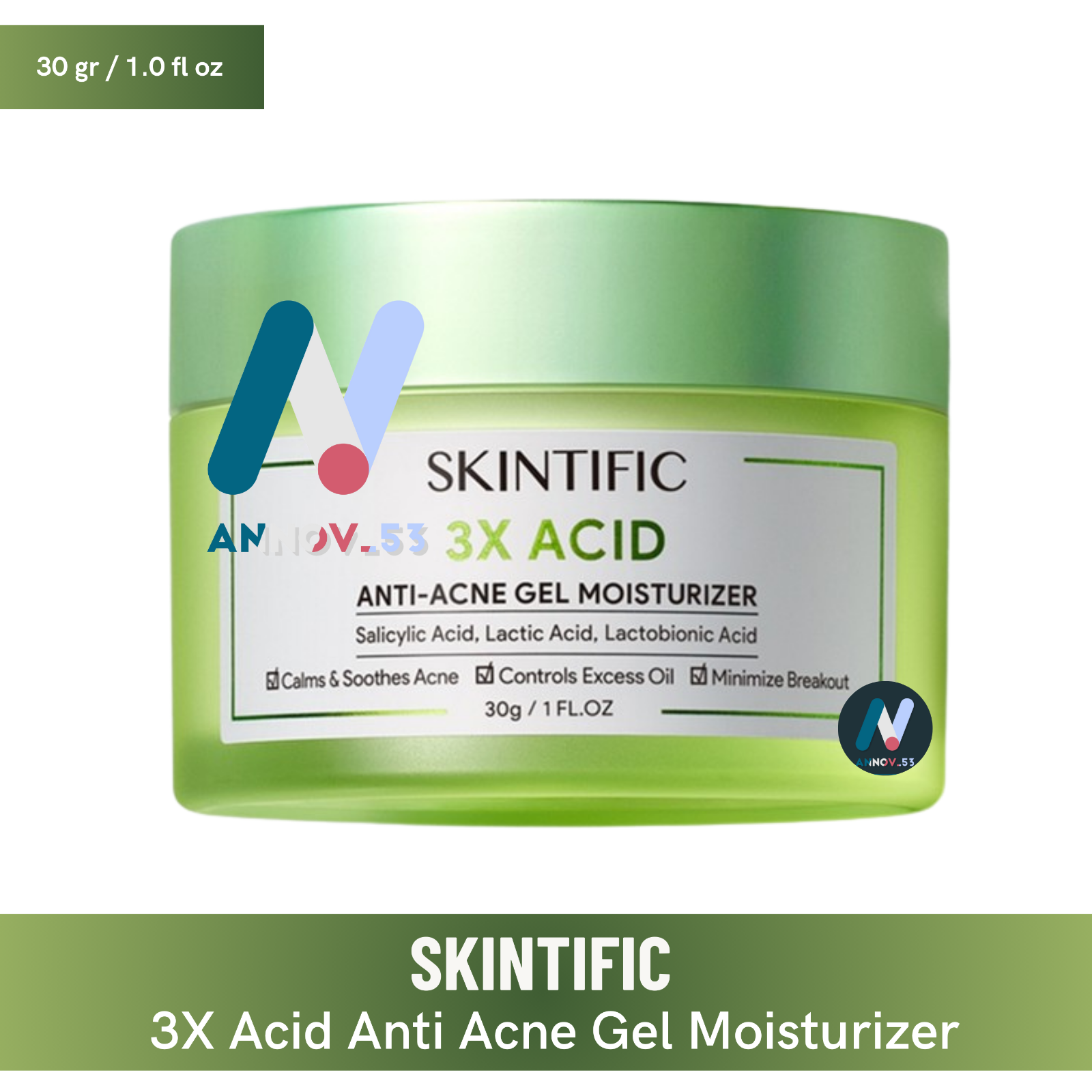 SKINTIFIC 3X Acid Anti Acne Gel Moist Calm Soothe Redness Sebum Clogged ...