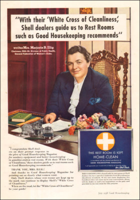 1938 vintage AD Shell Dealers Good Housekeeping White Cross Restrooms ...