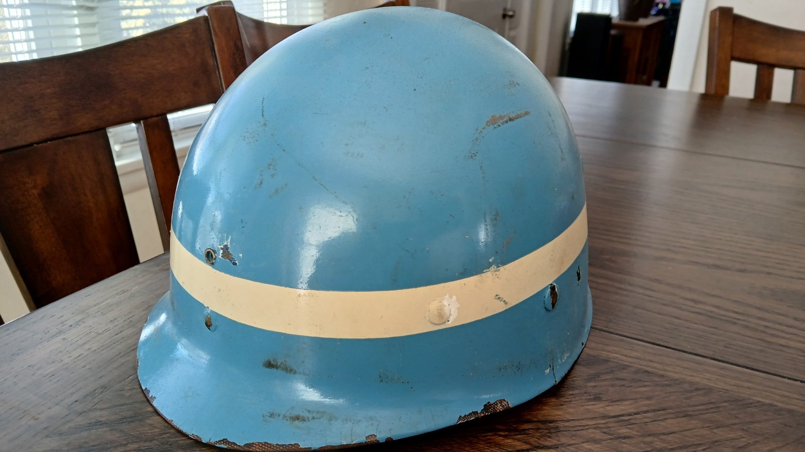 Vintage Micarta Peacekeeper Helmet Ground Troops Military Blue White ...