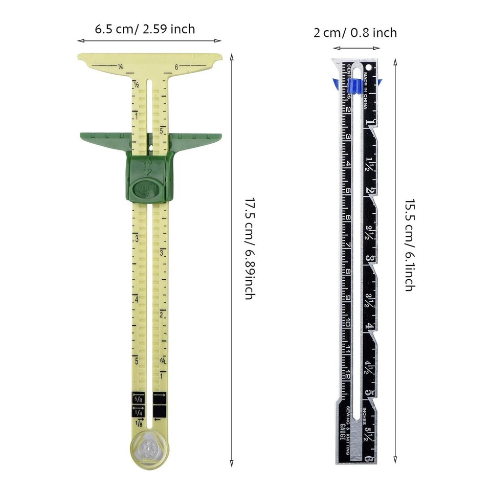 5 In 1 Sliding Gauge Measuring Sewing Ruler Tool for Sewing Crafting ...