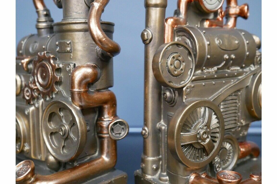 Steam Punk Piston Power Fantasy Industrial Looking Bookends LP45787 | eBay