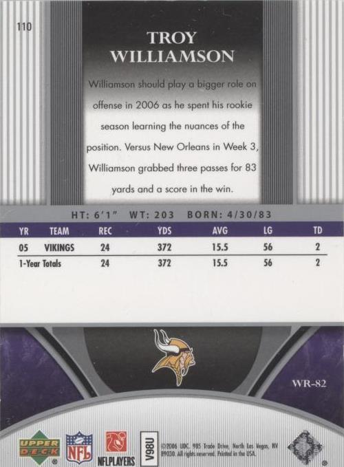 2006 Ultimate Collection Troy Williamson #110 for sale | eBay