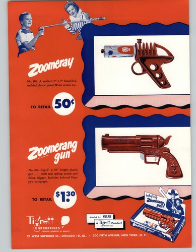 1951 PAPER AD 2 Sided Tigrett Toy Guns Zoomeray Zoomerang Hopalong ...