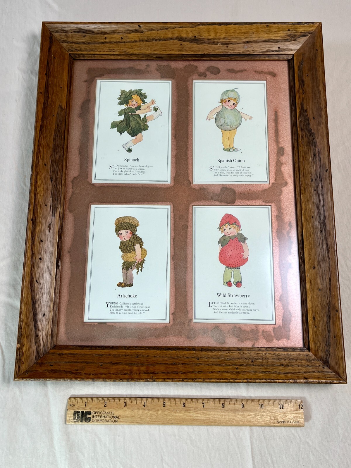 Vintage Framed Set of Vegetable Patch KEWPIE DOLL Art Prints w/ Poems ...