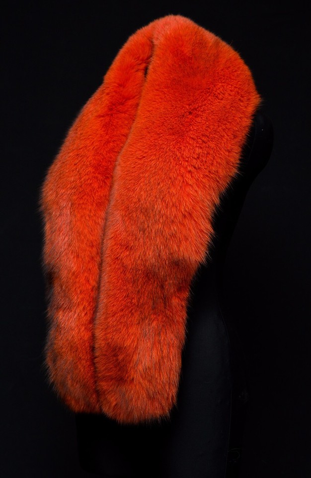 Genuine Saga Furs Sunburst Orange Blue Fox Fur Handmade Boa Stole Scarf ...