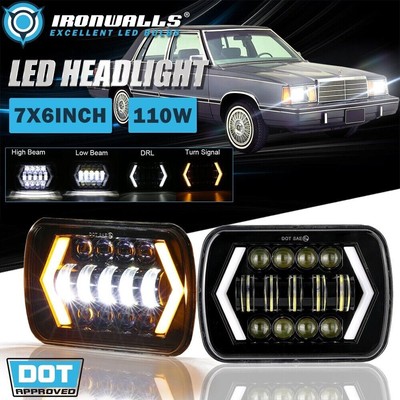 For 1981-1989 Plymouth Reliant Pair 7x6" INCH LED Headlights DRL Hi-Lo ...