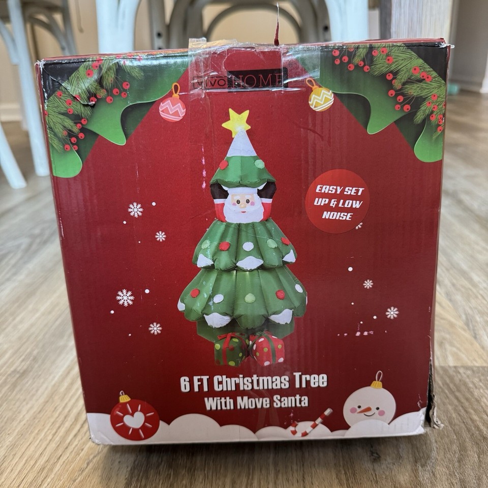 Christmas Blow Up 6 Ft Christmas Tree With Moving Santa. | eBay