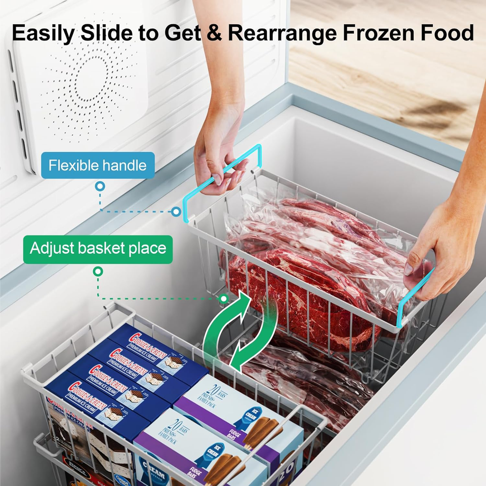 Chest Freezer Organizer - 4 Pack Stackable Freezer Organizer Bins for ...