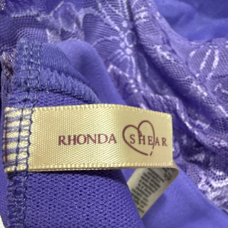 New Rhonda Shear Purple Floral Lace Wireless Bralette Plus Size 1X Bra ...