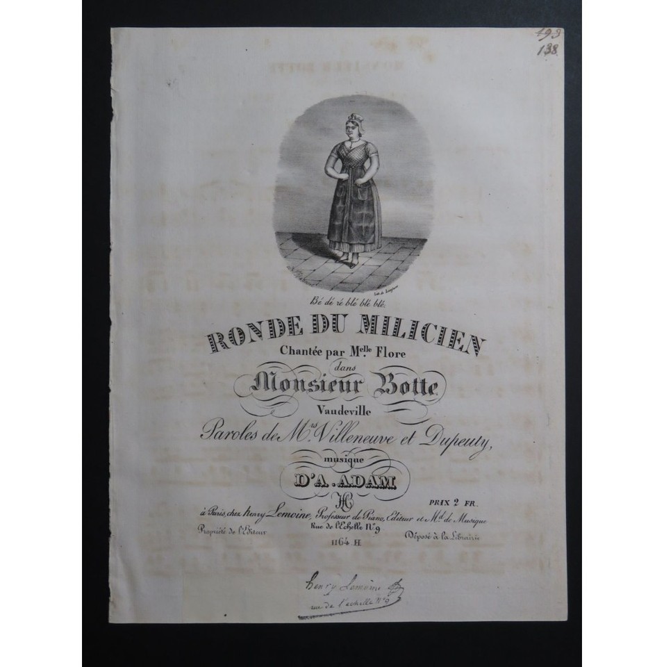 ADAM Adolphe Ronde du Milicien Chant Piano ou Harpe ca1825 | eBay