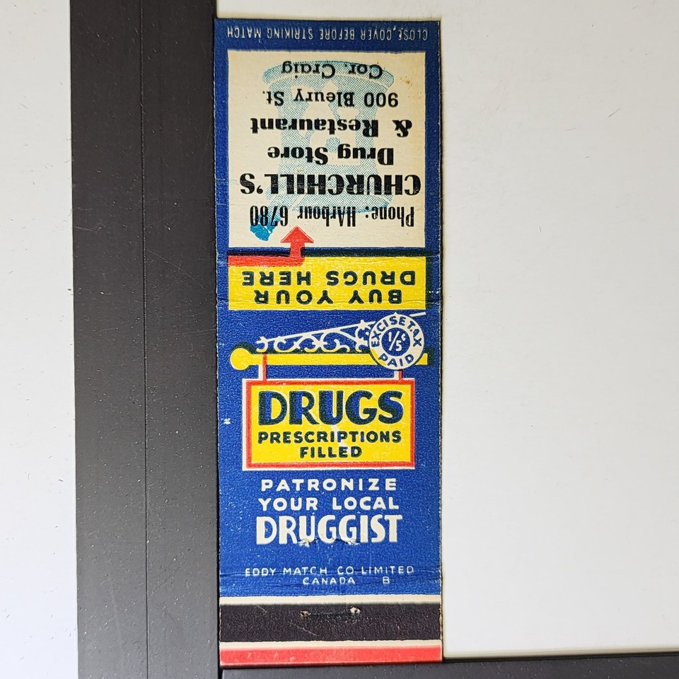 Churchill's Drug Store & Restaurant Montreal Vintage 1940s Advertising ...