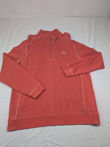 Tommy Bahama Relax Sweater Mens XLarge Red 100% Cotton Quarter Zip ...