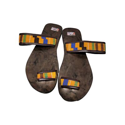 African kente sandals kente slippers Unisex material sandals Handmade ...