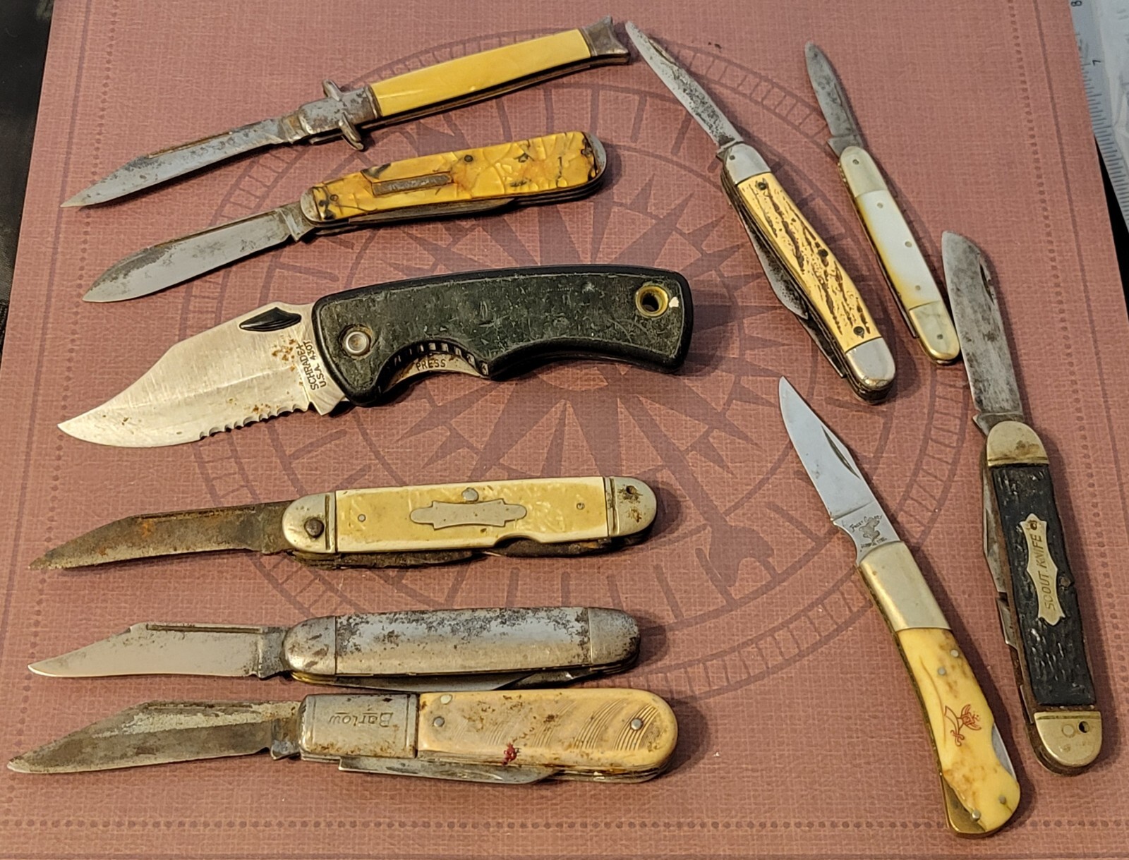JUNK DRAWER Knife Lot Of 10 Knives Kent Schrade Fairmount Germany ...
