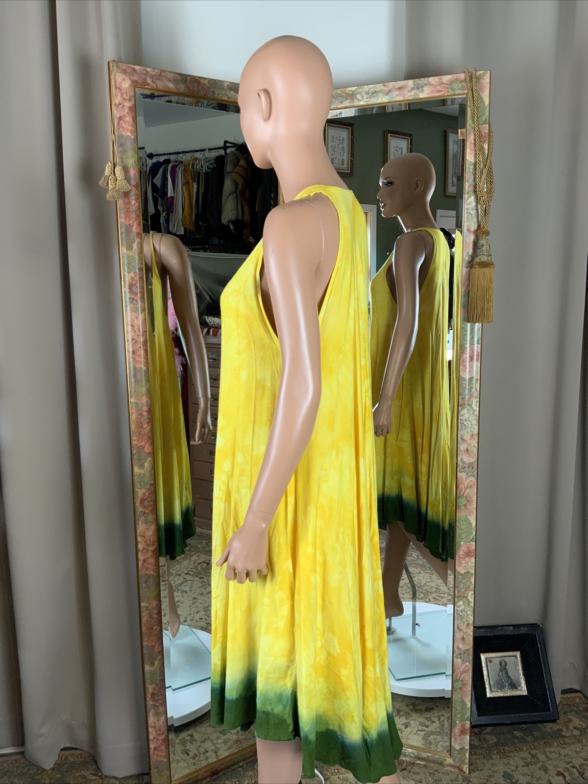 1970s Soussan Designs Yellow Tye Dye Magic Dress O/S … - Gem