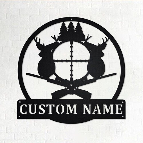 Personalized Deer Hunting Gun Shooting Metal Name Sign, Outdoor Decor ...
