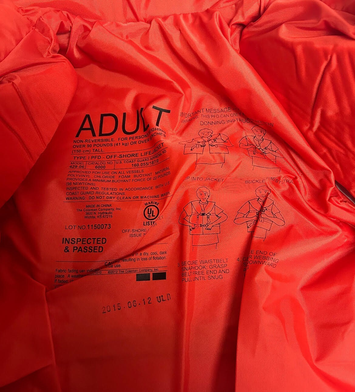 Stearns Personal Flotation Device TYPE I (PFD) Model 2000004519 #6000 ...