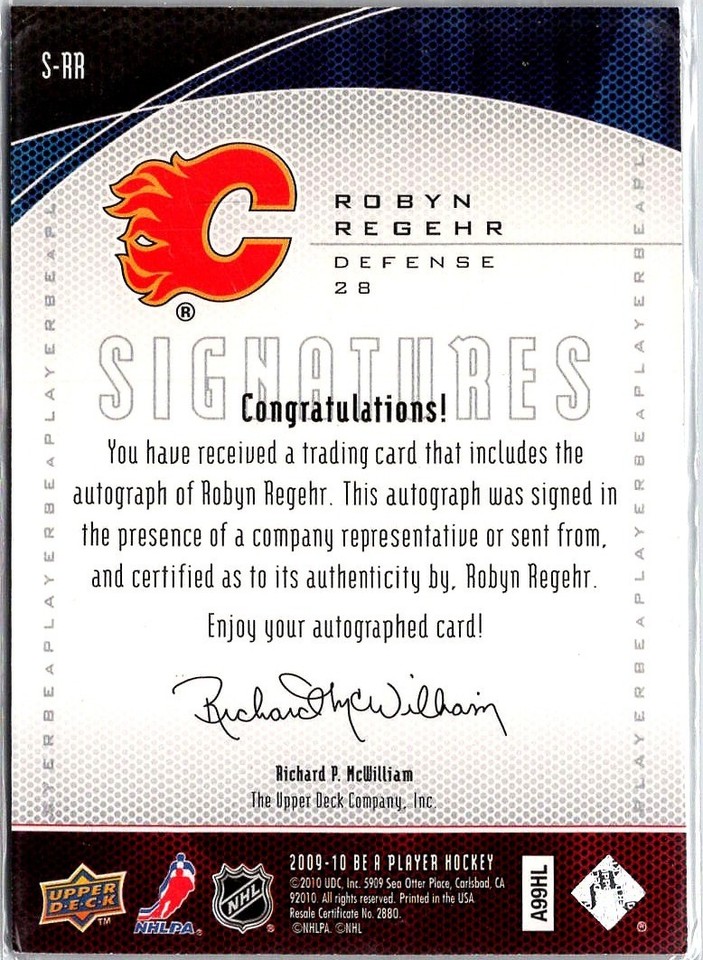 2009-10 Be A Player Signatures Robyn Regehr Auto #S-RR | eBay