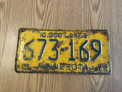 Old 1952 Minnesota License Plate 673-169 man cave sign | eBay