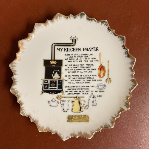 Decorative Plate Kitchen Prayer Quote Ceramic 7.5” Hanger White ...