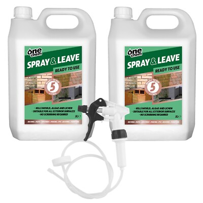 Spray and Leave 2 x 5L One Chem Ready to Use Kills Algae Mould Long ...