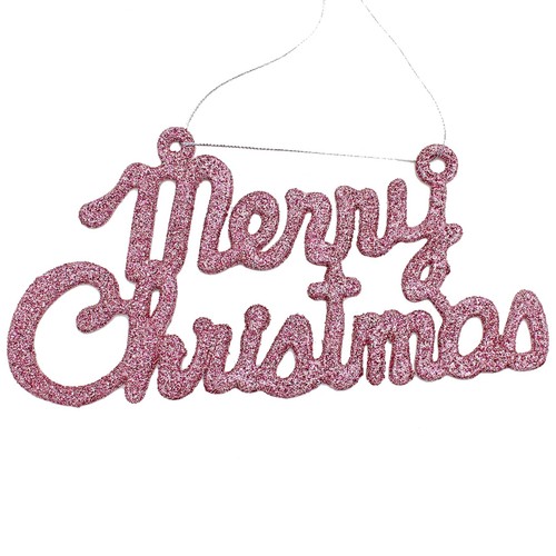 Merry Christmas Glitter Hanging Sign Decoration - Pink 5013206354704 | eBay