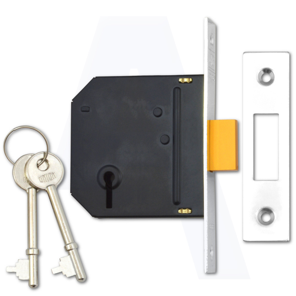 Union J-ES-DL 3 Lever Deadlock 64mm (2.5") Chrome Plated Mortice Door ...