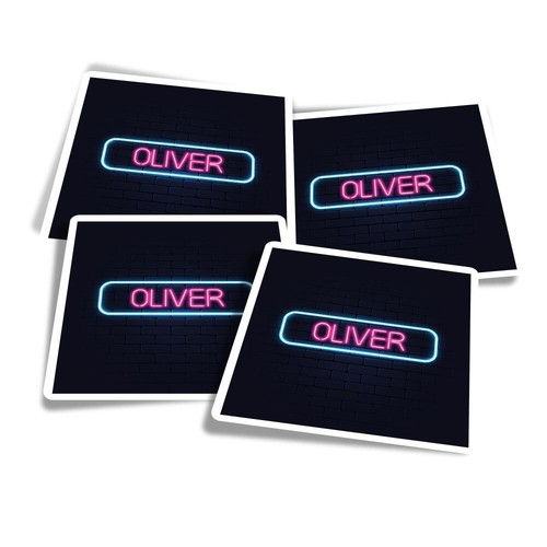 4x Vinyl Stickers Neon Sign Design Oliver Name #352350 | eBay UK