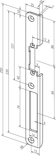 Winkelschließblech Türöffner Edelstahl DIN Links 250x25x10 EffEff ...