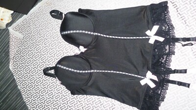 BASQUE GORGEOUS LACY Plus Size 18-20 Black Push-Up Chemise 1X-2X BRAND ...