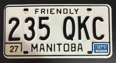 Manitoba 1997 License Plate # 235 QKC | eBay