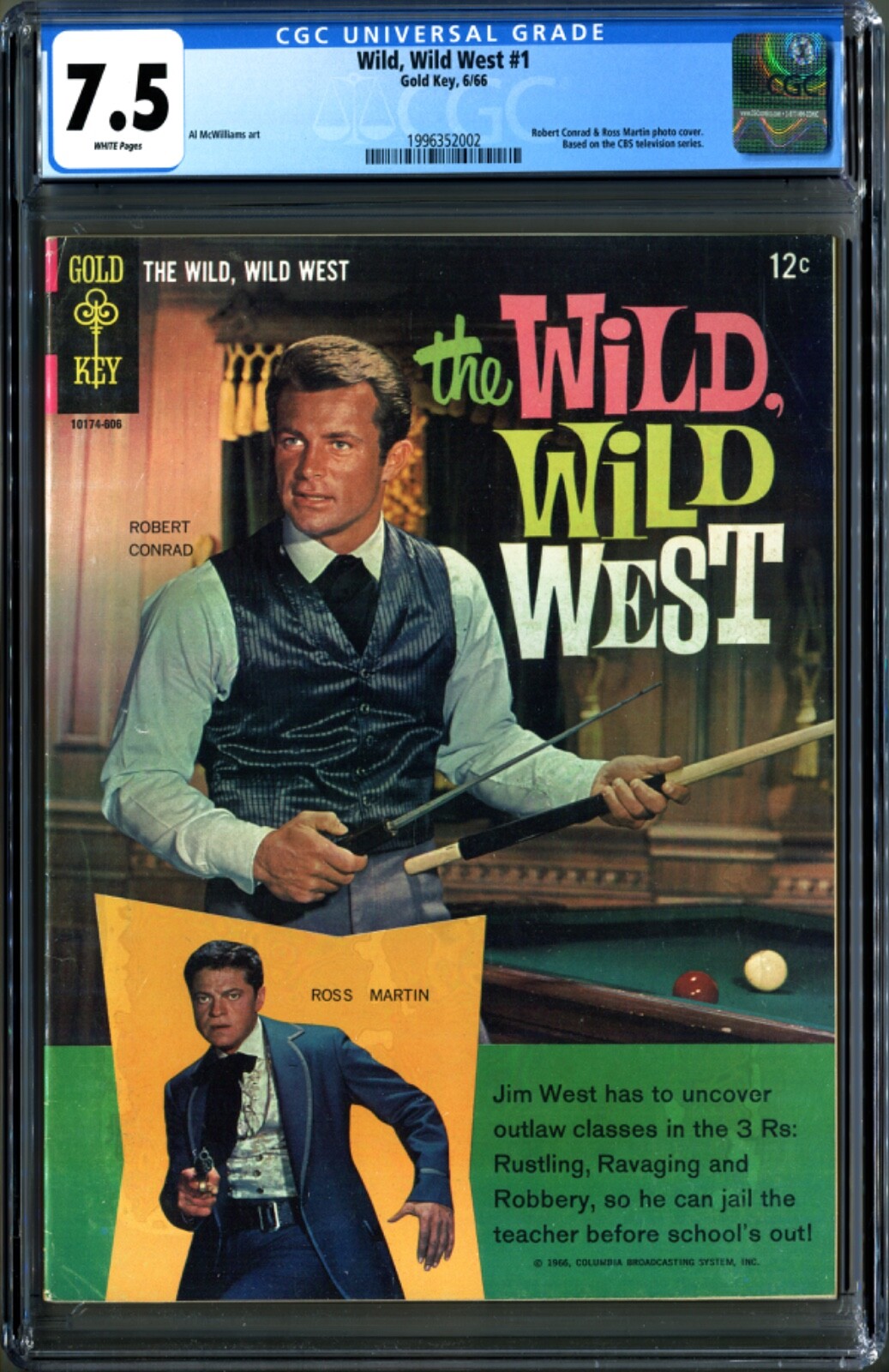 Wild Wild West #1 (1966) CGC 7.5 White Pages, Classic 1st Jim West ...