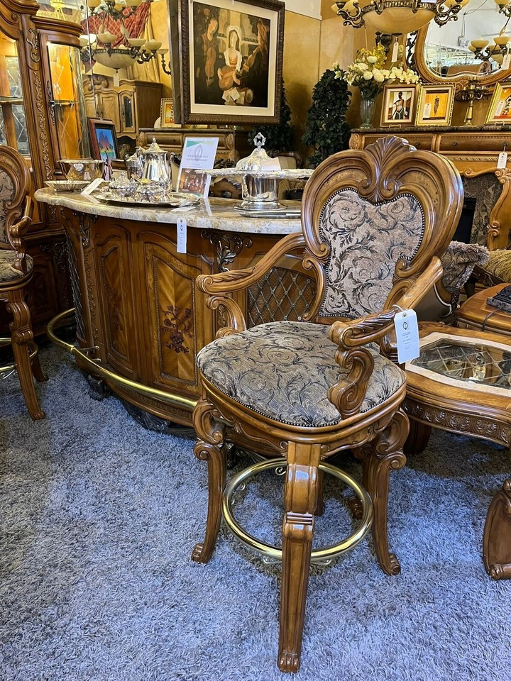 AICO by Michael Amini Venetian bar with marble top | eBay