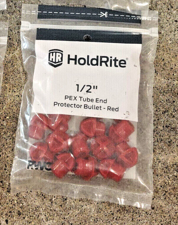 *Bag of 25* Holdrite 1/2” Pex Tube End Protector Bullet RED 25ct Pack ...