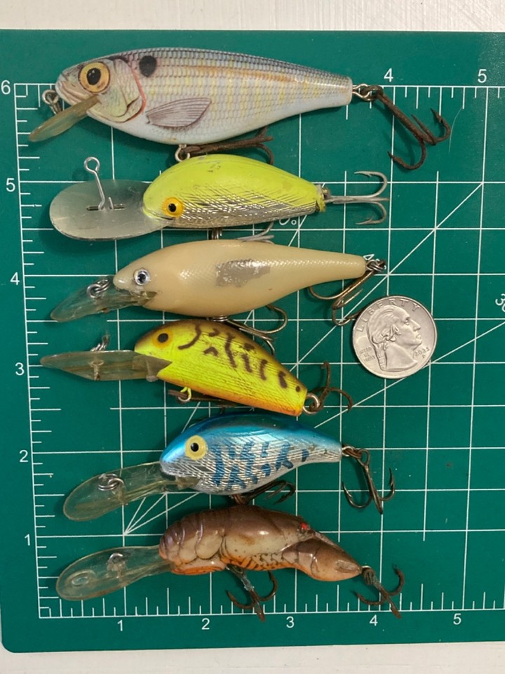 VTG LOT 6 REBEL CRANKBAITS WEE R FISHING LURES USA VINTAGE CRAW DEEP ...
