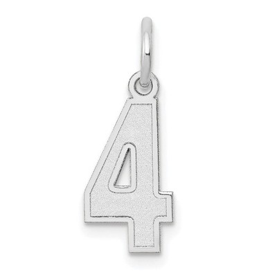 14K White Gold Small Satin Number 4 Charm | eBay