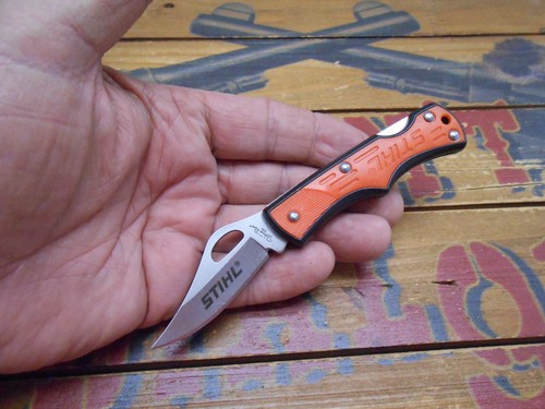 Stone River Stihl Pocket Knife Lockback Plain Edge Blade | eBay